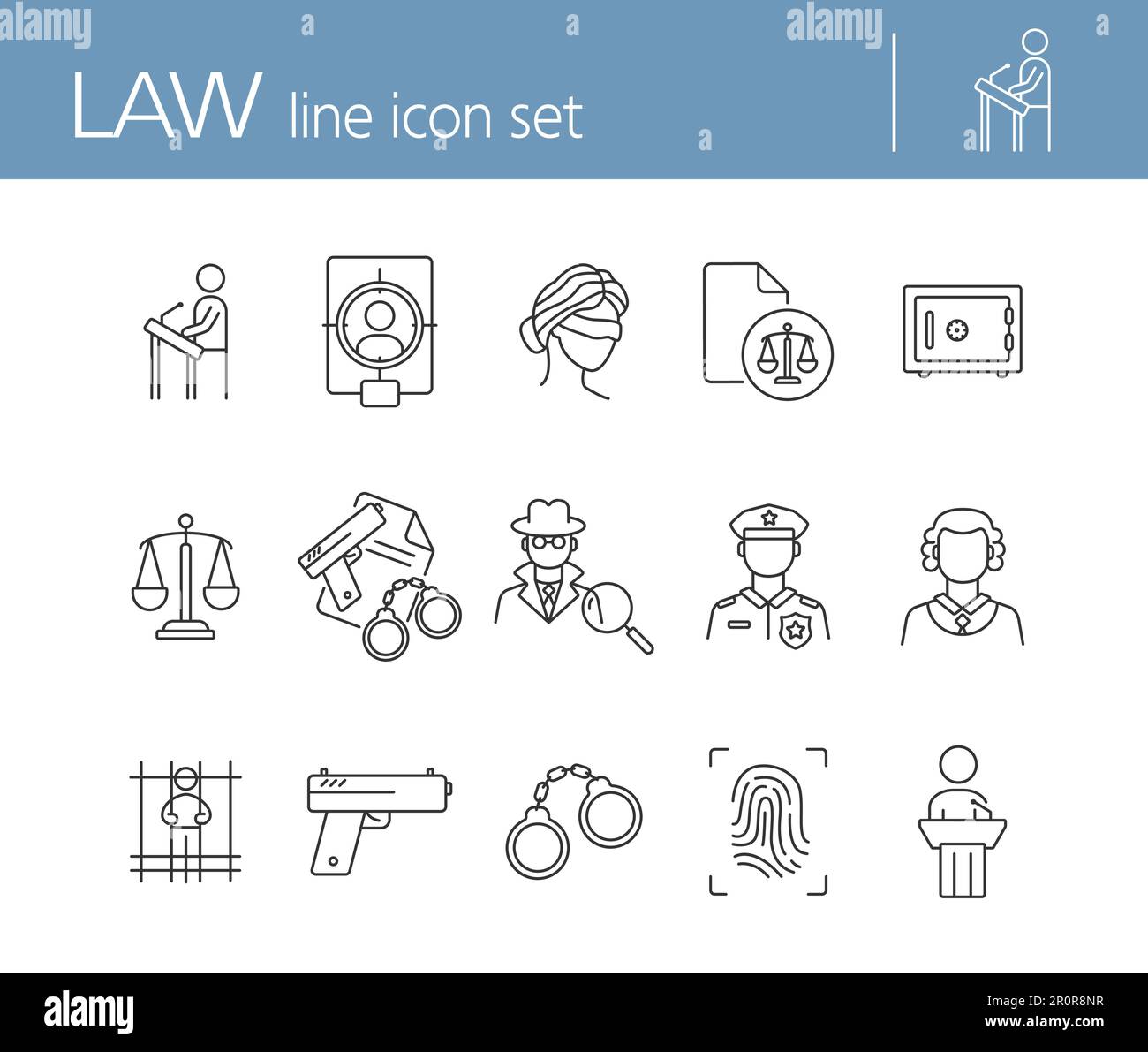 Law line icon set Stock Vector Image & Art - Alamy
