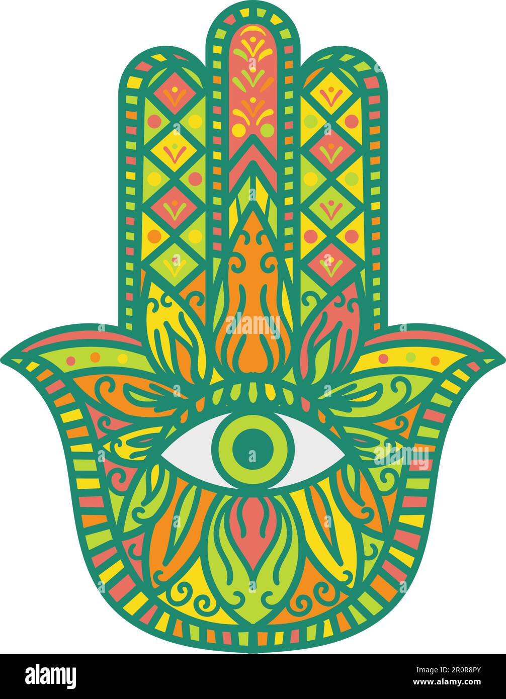 Hamsa Fatima Hand Tradition Talisman Colored Sign Isolated on White ...