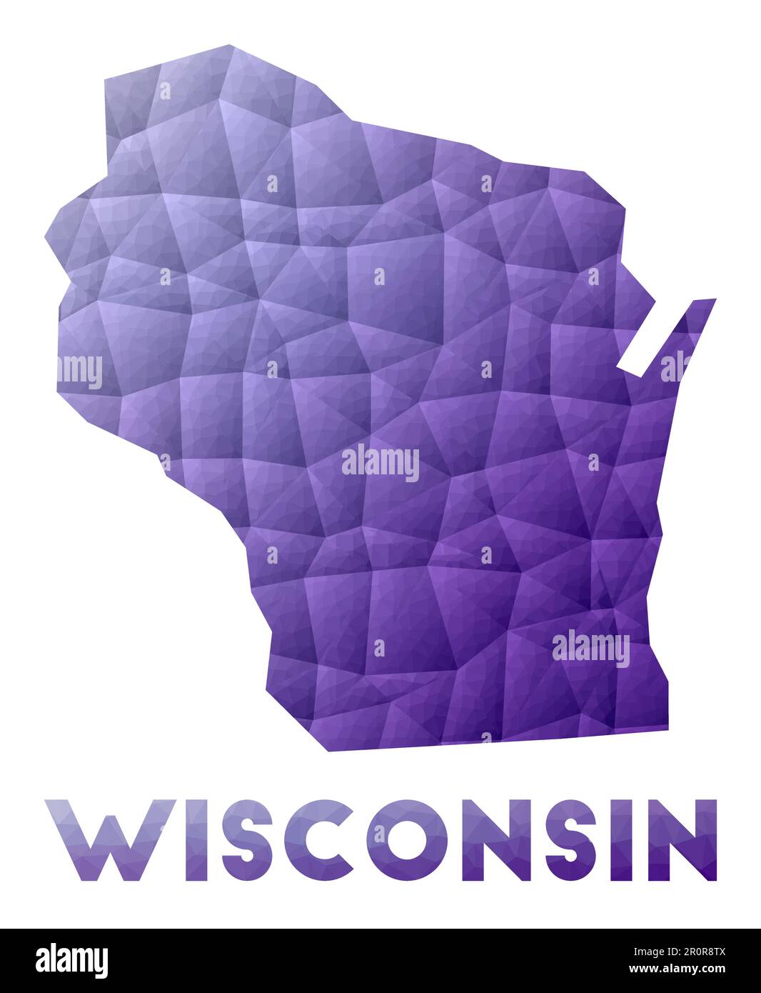 Map of Wisconsin. Low poly illustration of the US state. Purple ...