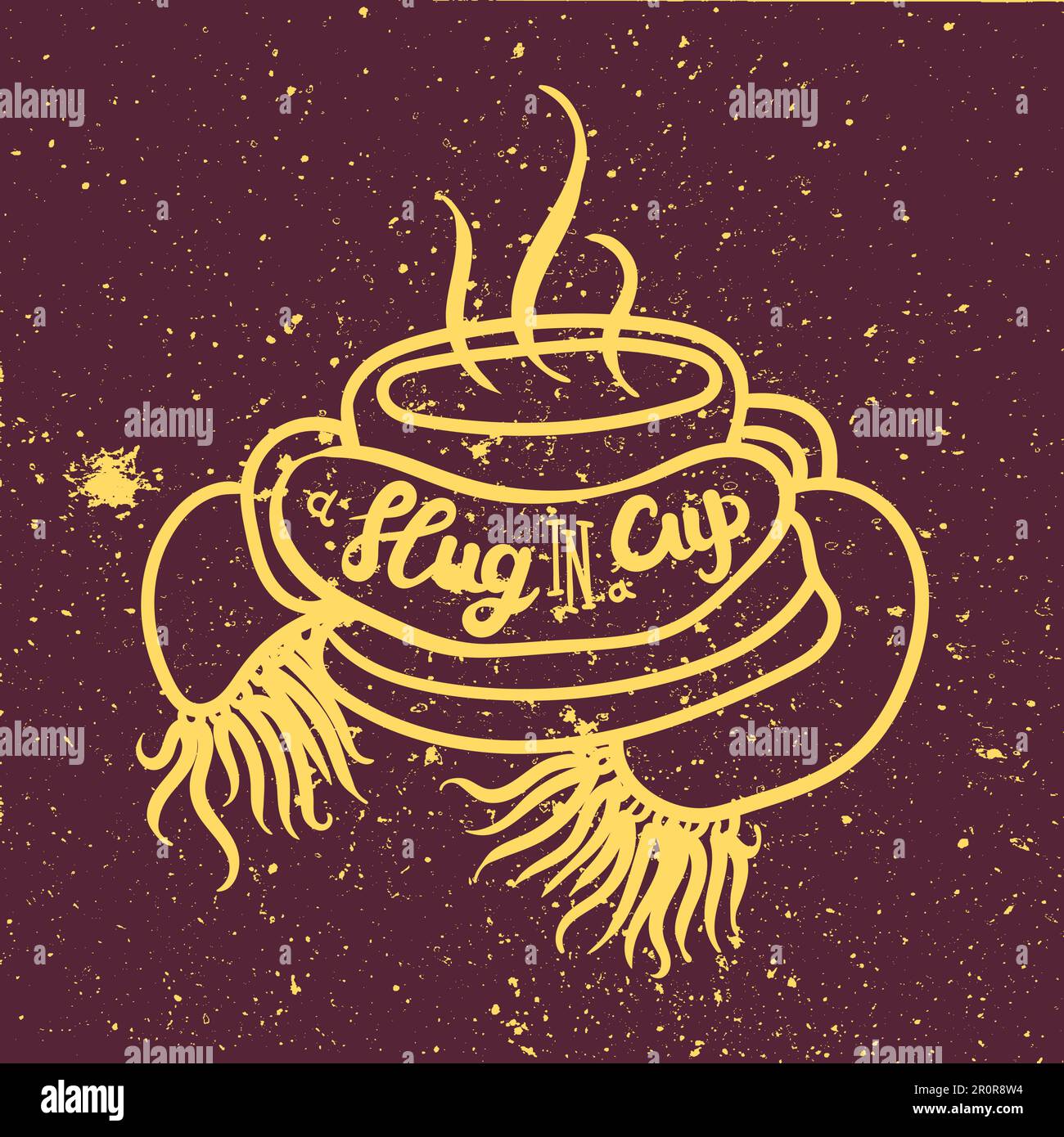 Slug in cup social media banner template. Mug wrapped in scarf hand ...