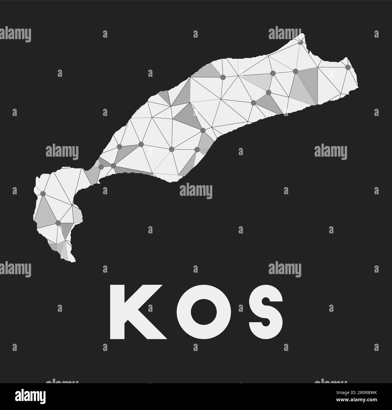 Kos - communication network map of island. Kos trendy geometric design ...