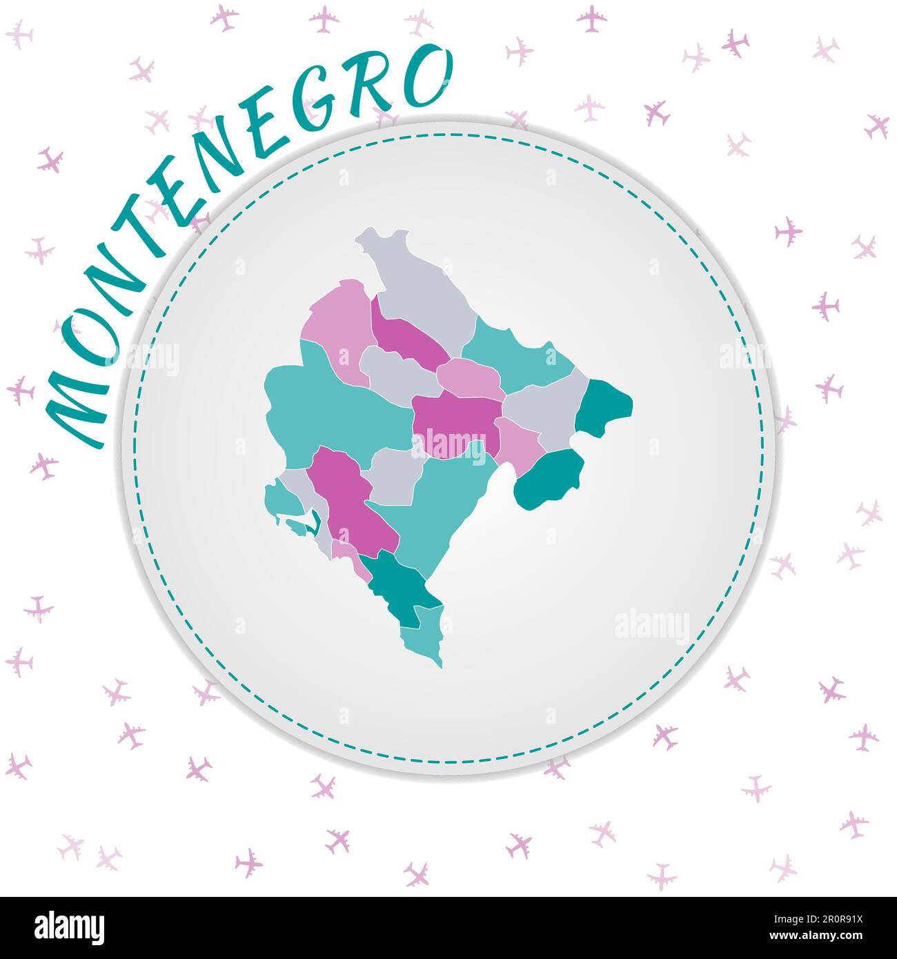 Montenegro map design. Map of the country with regions in emerald ...