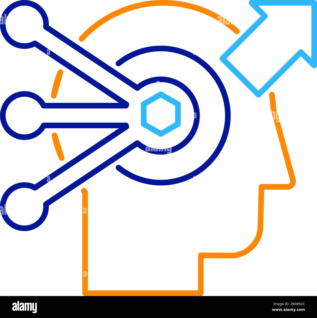 Problem solving and decision making linear vector icon. Data processing ...