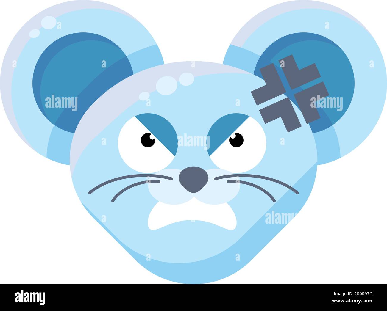 Mouse face angry emoticon sticker. Furious bully animal emoji, wounded ...