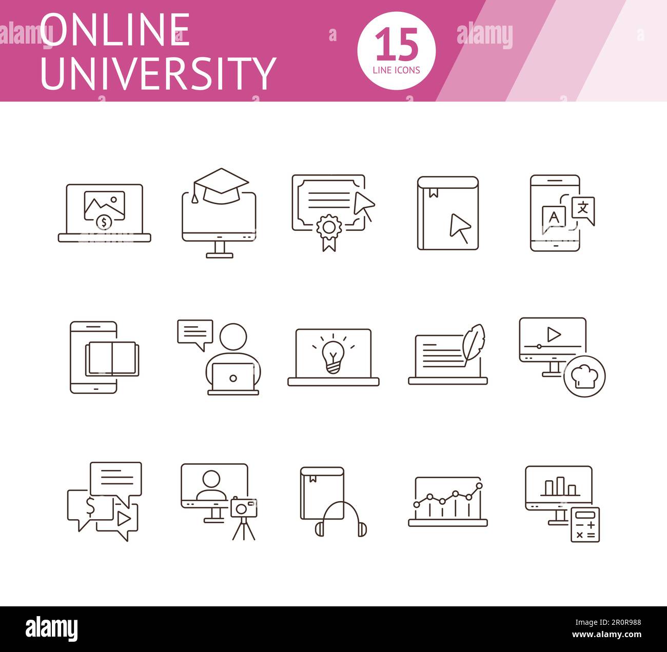 Online university line icon set Stock Vector Image & Art - Alamy