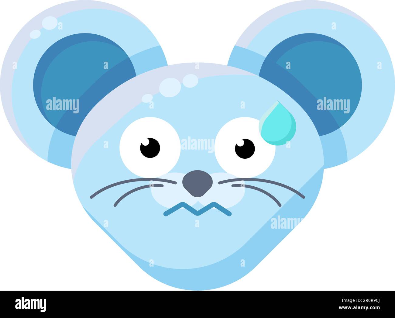 Emoji Cute Perspirable Animal Mouse Expression. Colorful Animal Nervous ...