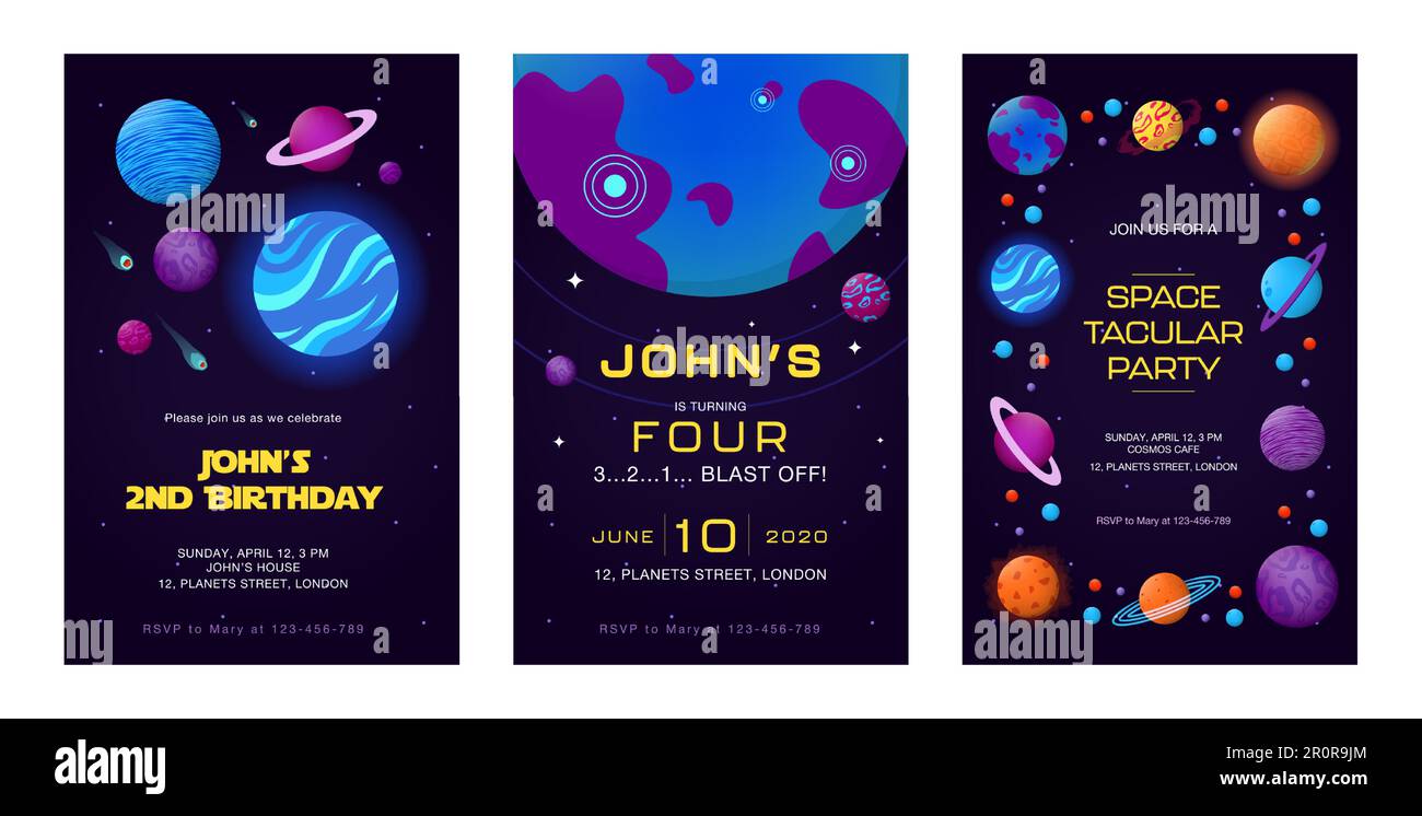 Invitation cards set with open space theme Stock Vector Image & Art - Alamy