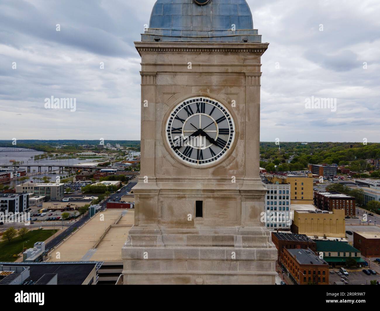 The clocktower on the old Davenport Bank; Davenport, Iowa, USA Stock ...