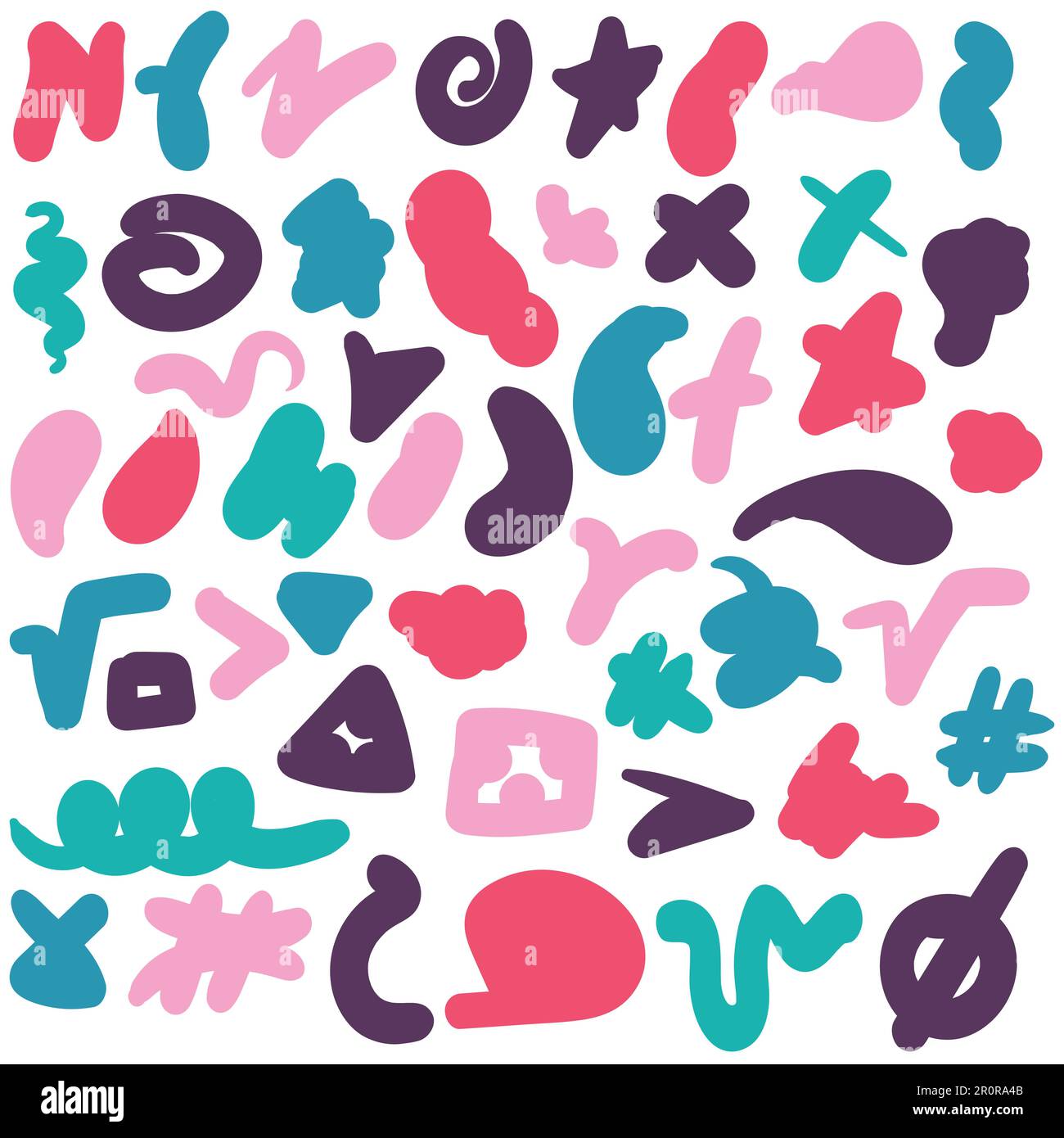 Color signs hand drawn set. Graphic symbol collection. Abstract doodle ...
