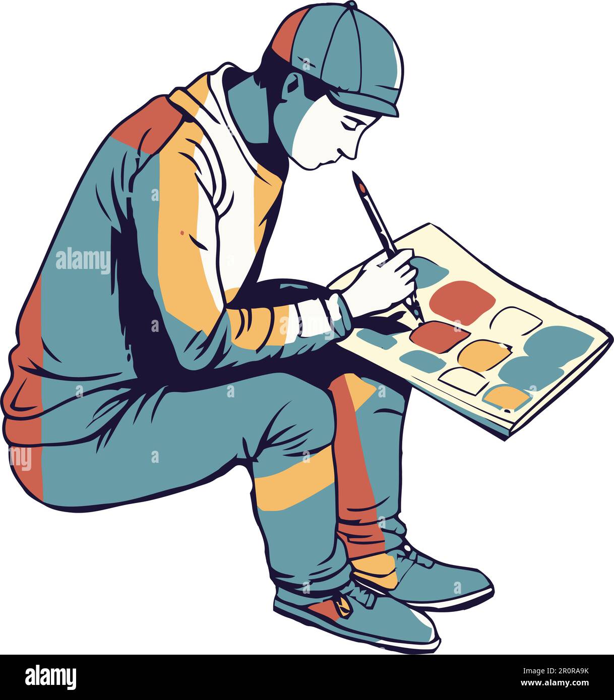 Man sketching a drawing Stock Vector Images - Alamy
