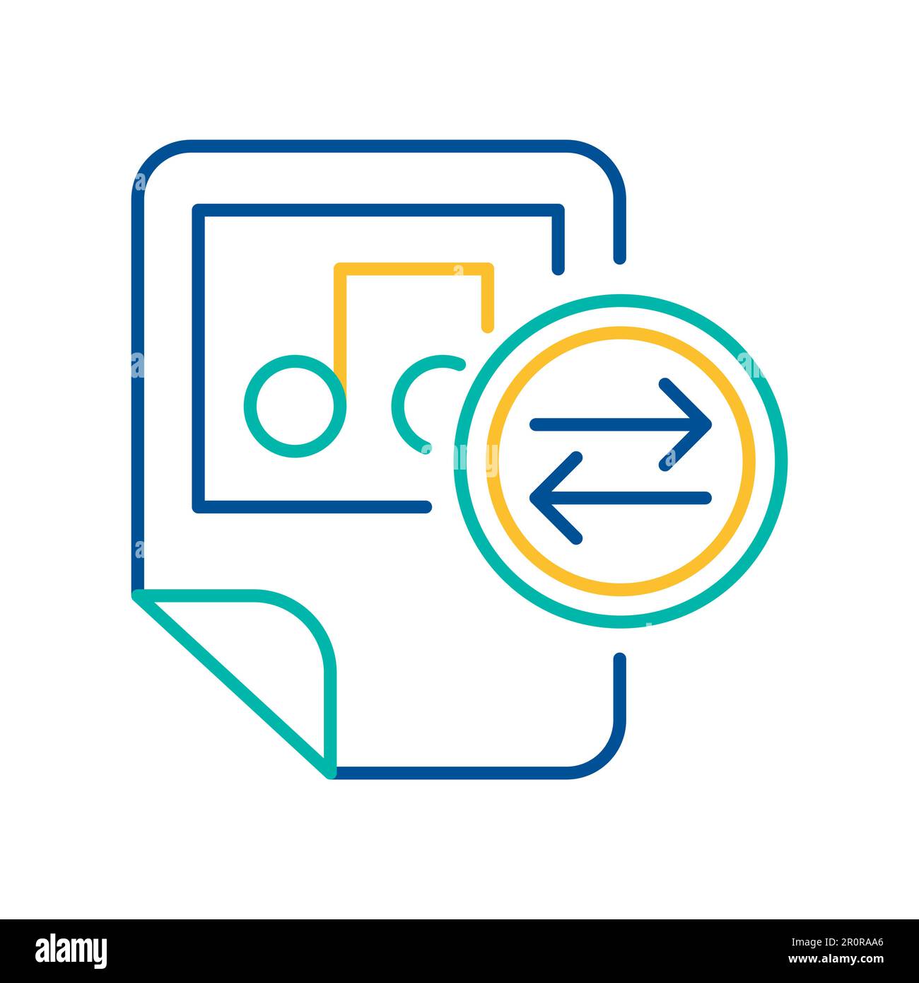 Audio files exchange blue and yellow linear icon. Music sending color ...