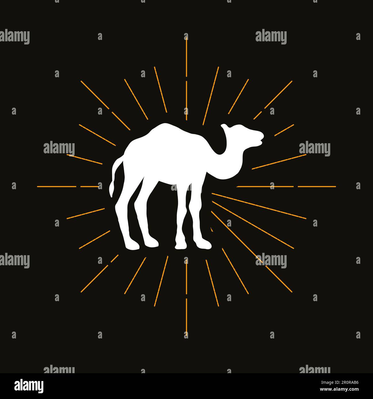 Retro one humped camel silhouette. Exotic animal vector icon ...