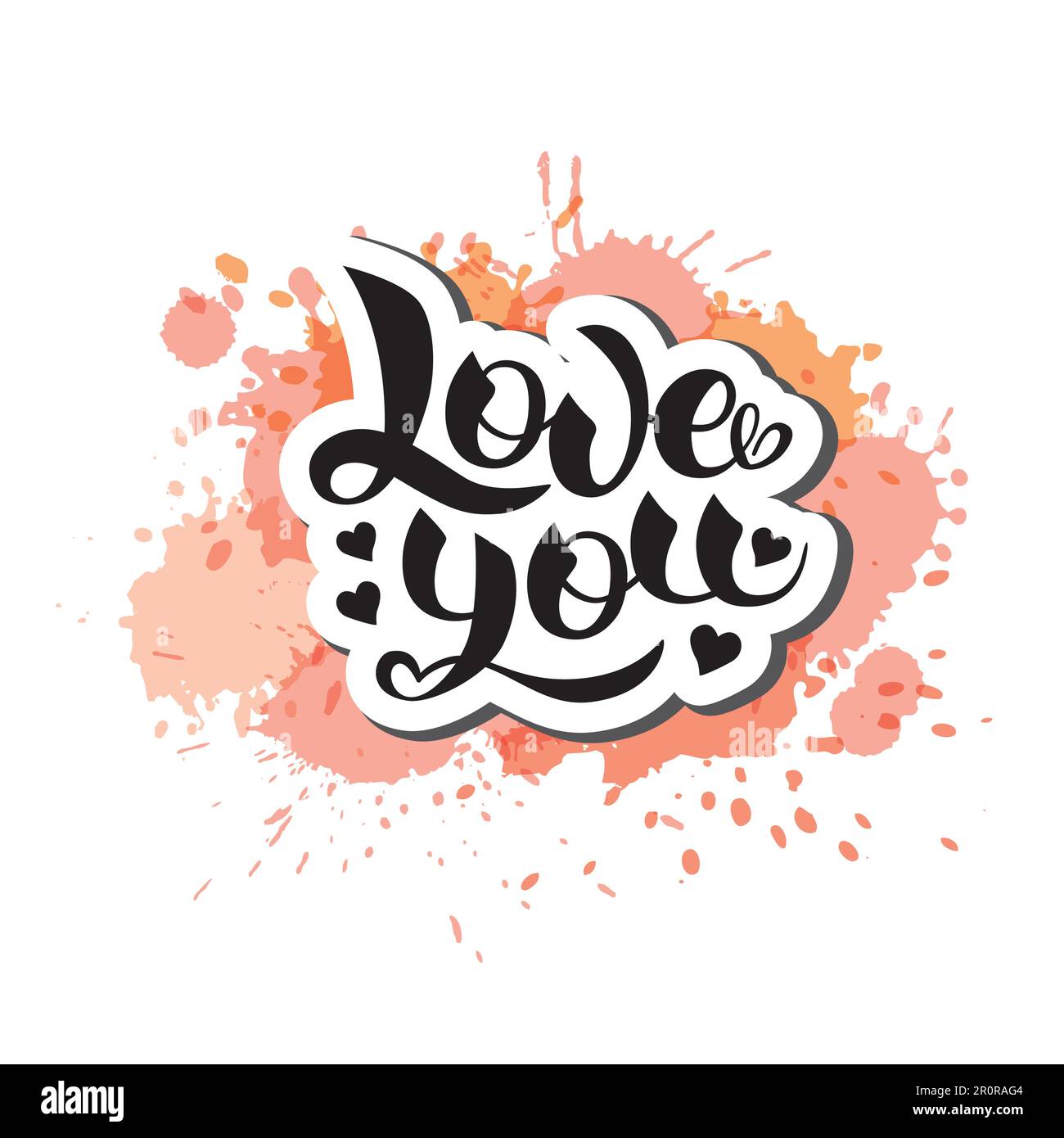 Hand lettering Love you with watercolor background Stock Vector Image ...