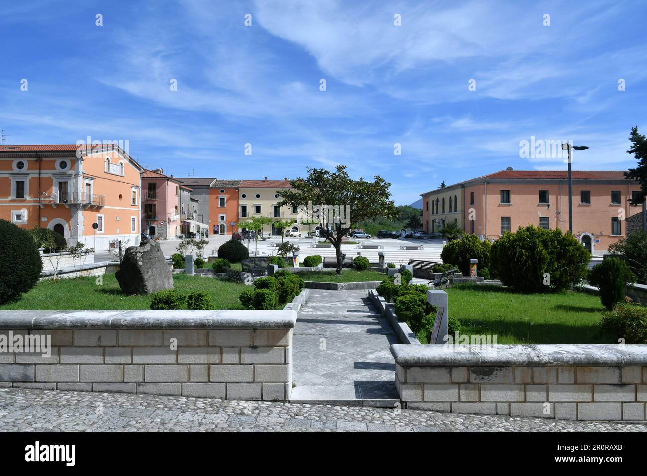 The colorful square of Cerreto Sannita, a small town of Benevento ...