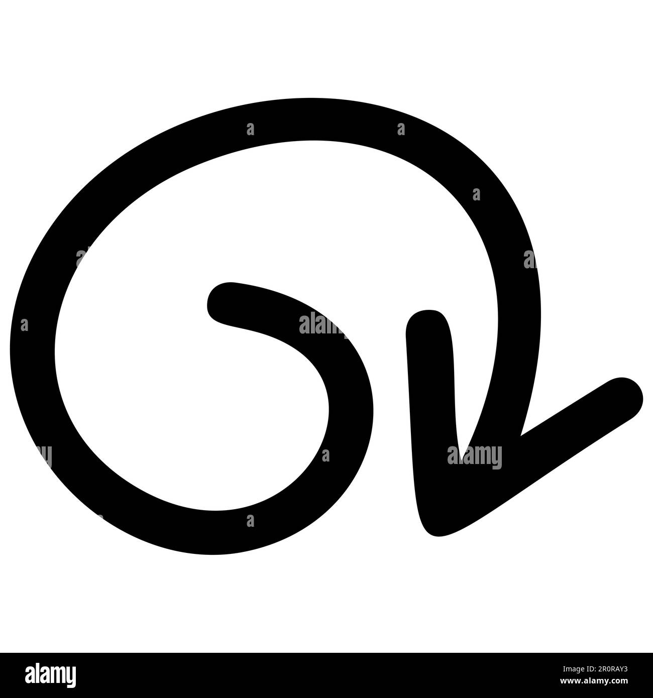 Round arrow hand drawn vector illustration. Motion pointer, designator ...