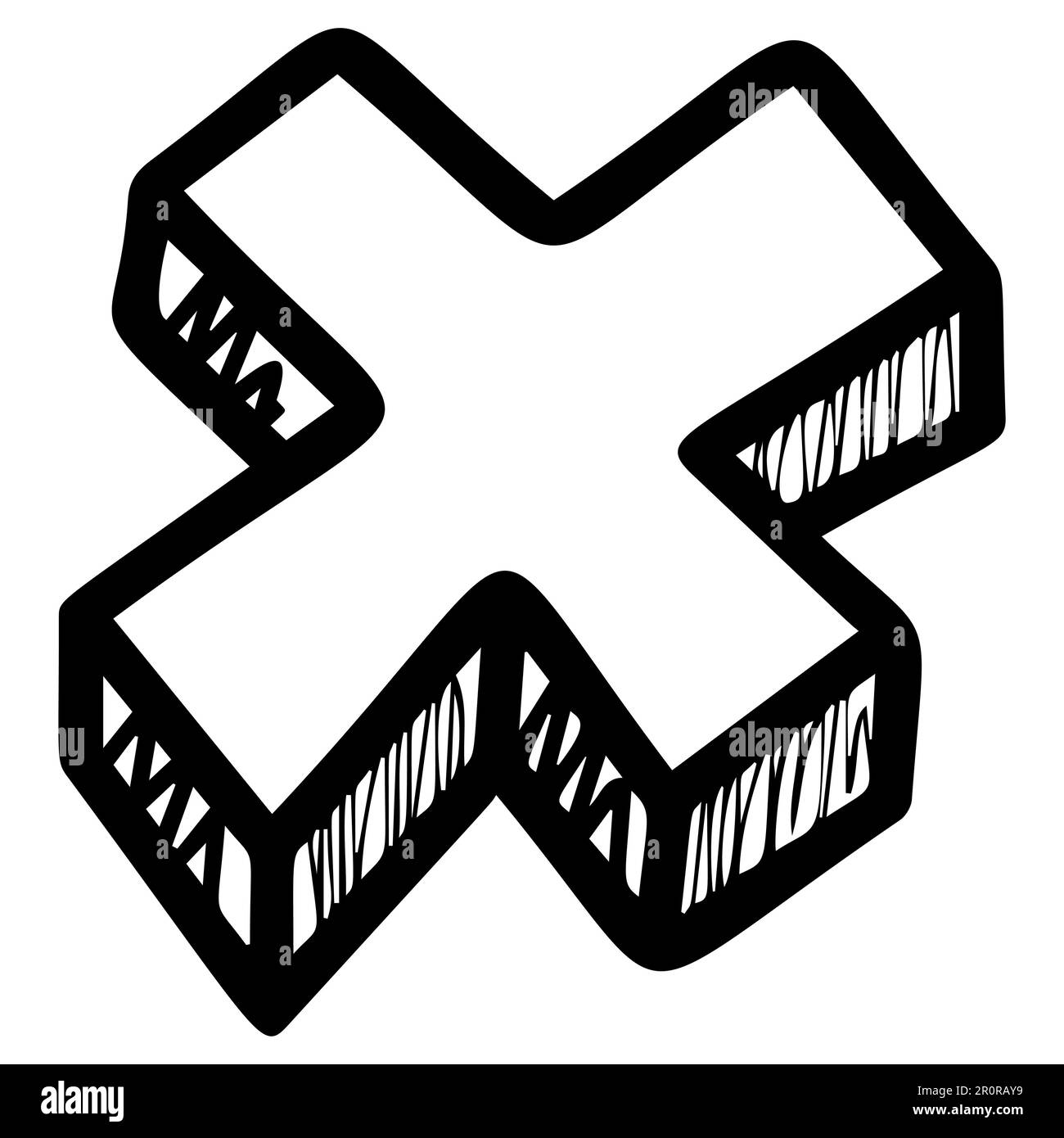 Cross sign hand drawn vector illustration. Rejection symbol drawing ...