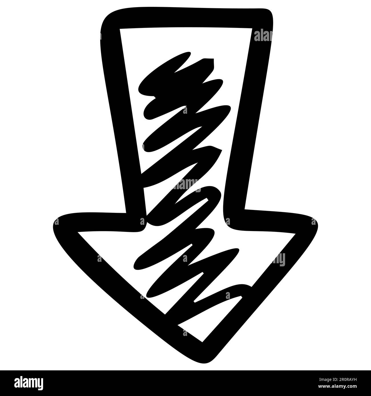 Right arrow hand drawn illustration. Navigation sign, direction move isolated on white ...