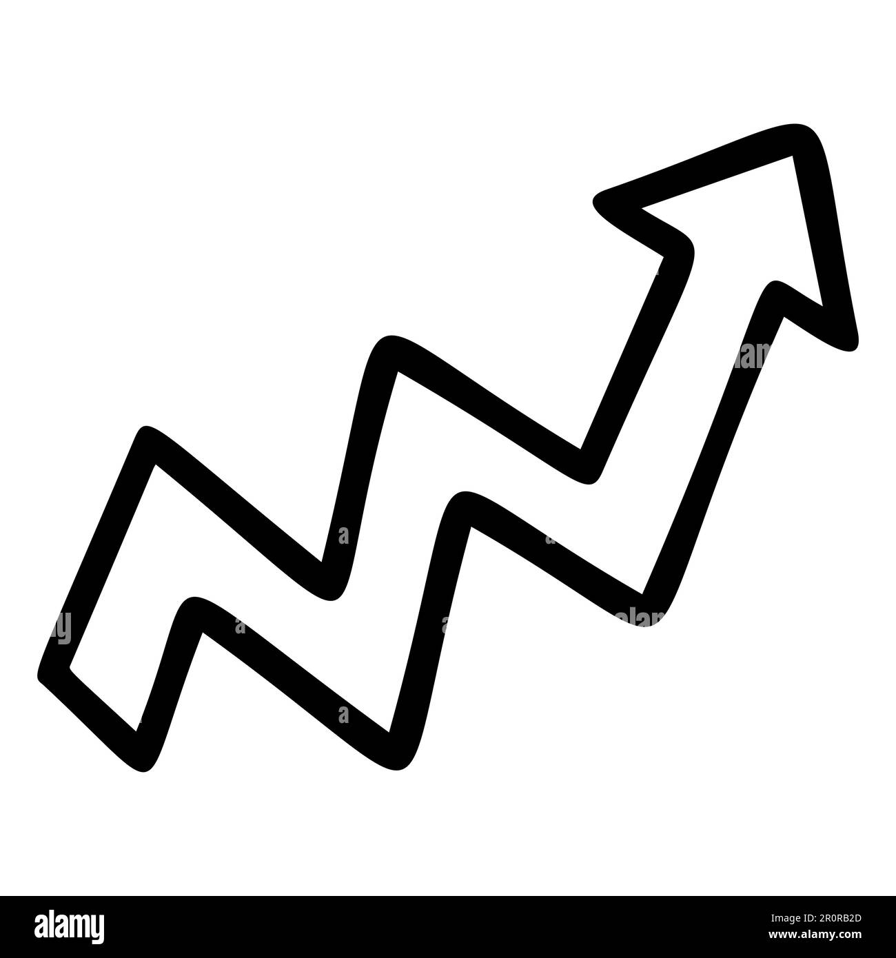 Zigzag up arrow hand drawn vector illustration. Rising pointer sign isolated on white background ...