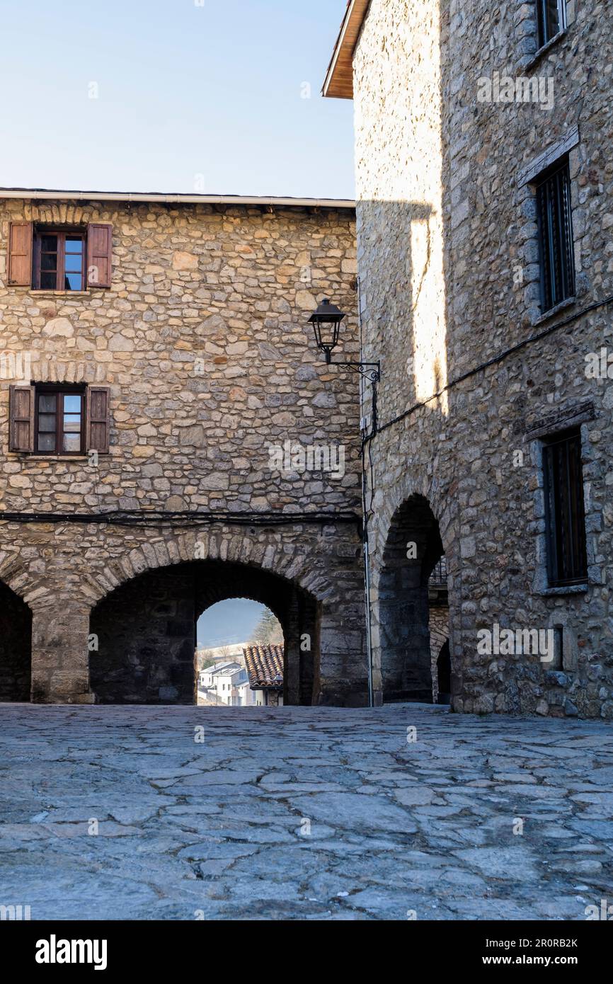 Cobble stones old medieval building facade on a medieval traditional ...