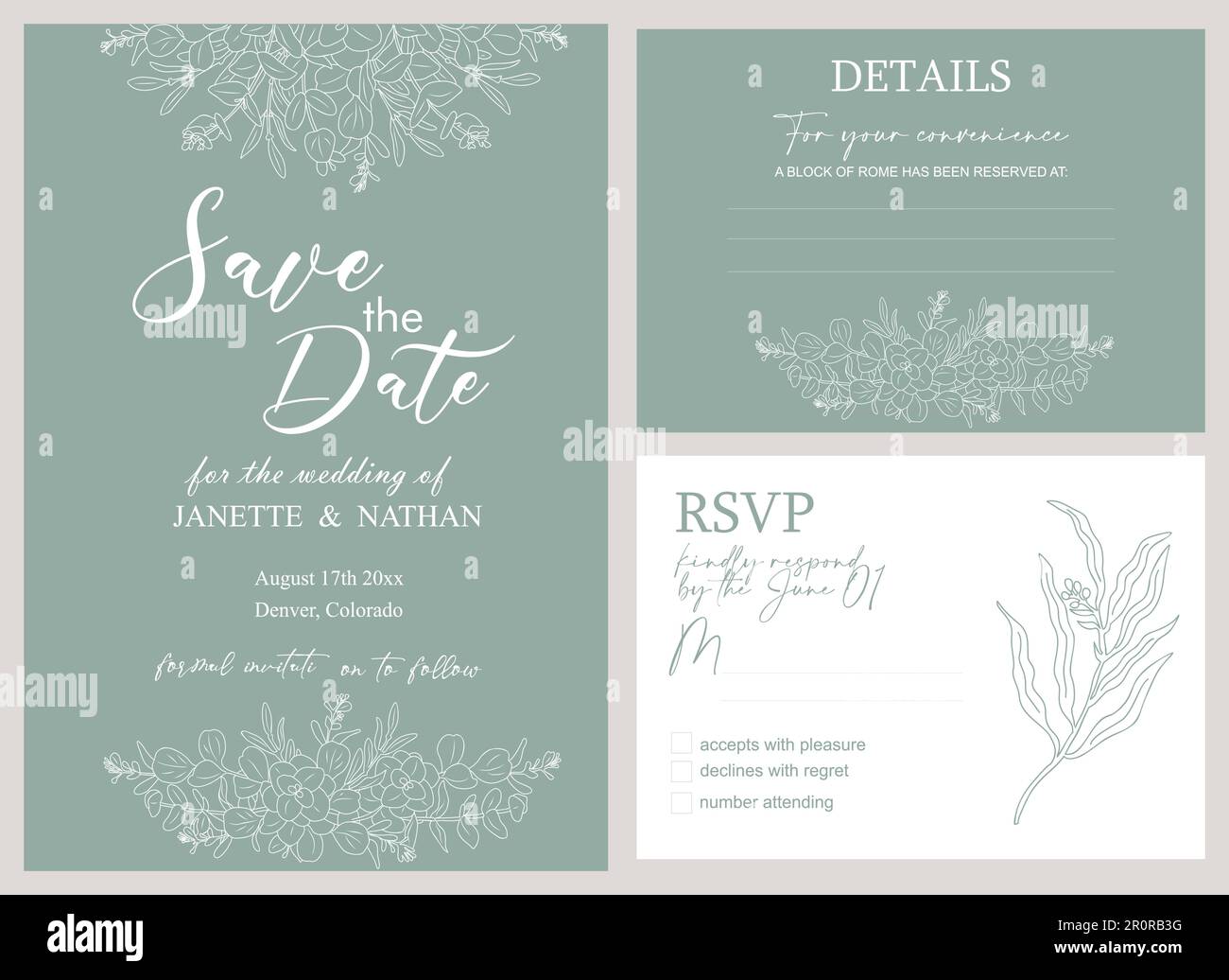 Elegant Wedding Invitation, Save the Date template Stock Vector Image ...