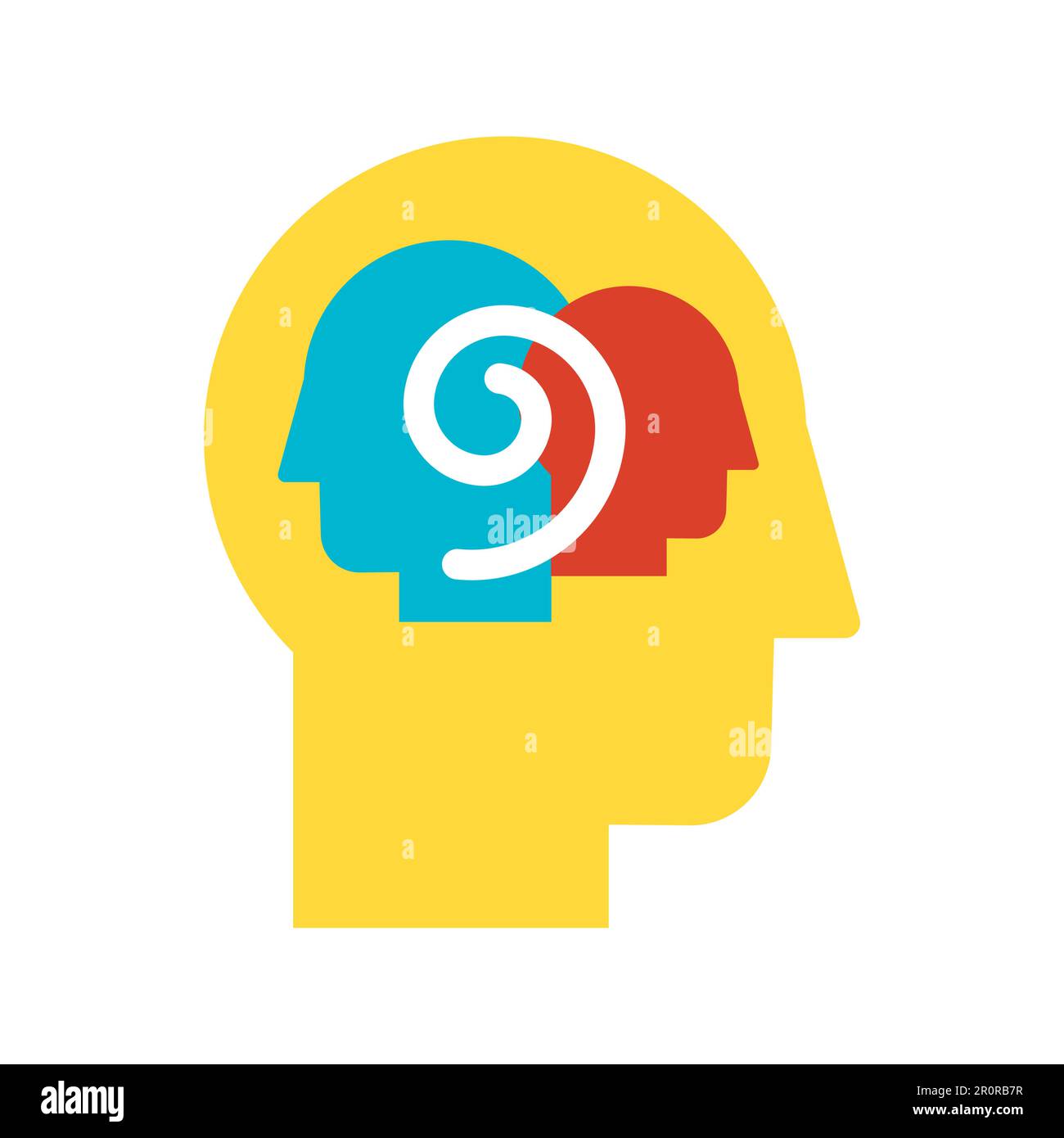 Introspection and self-observation color flat vector icon. Dissociative ...