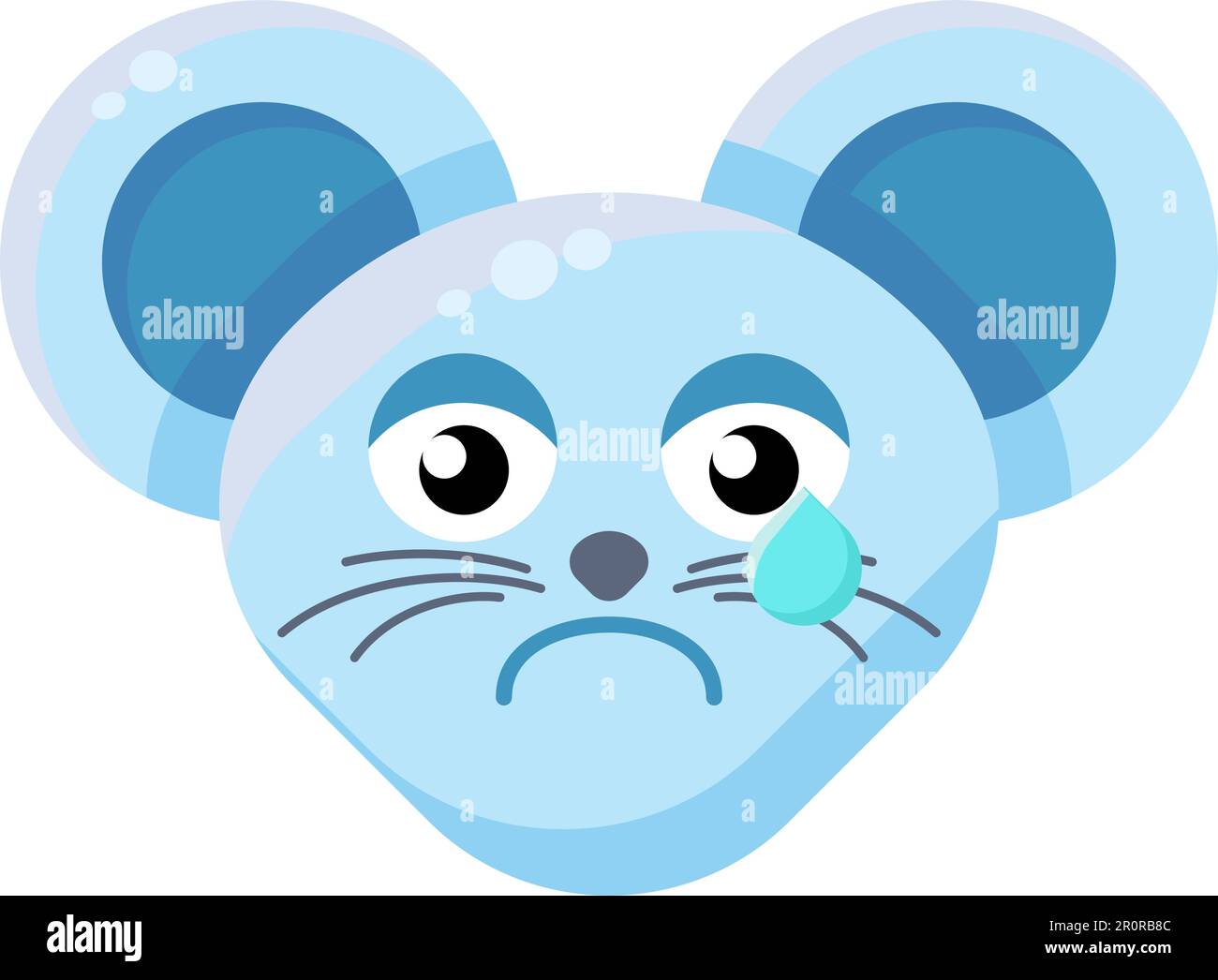 Mouse face crying emoticon. Sad animal emoji, teary rat. Negative ...