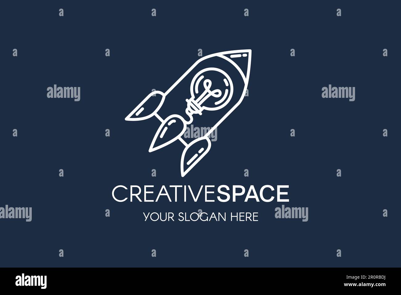Creative Space Logo Multimedia Art Agency Banner. Spaceship or Rocket ...