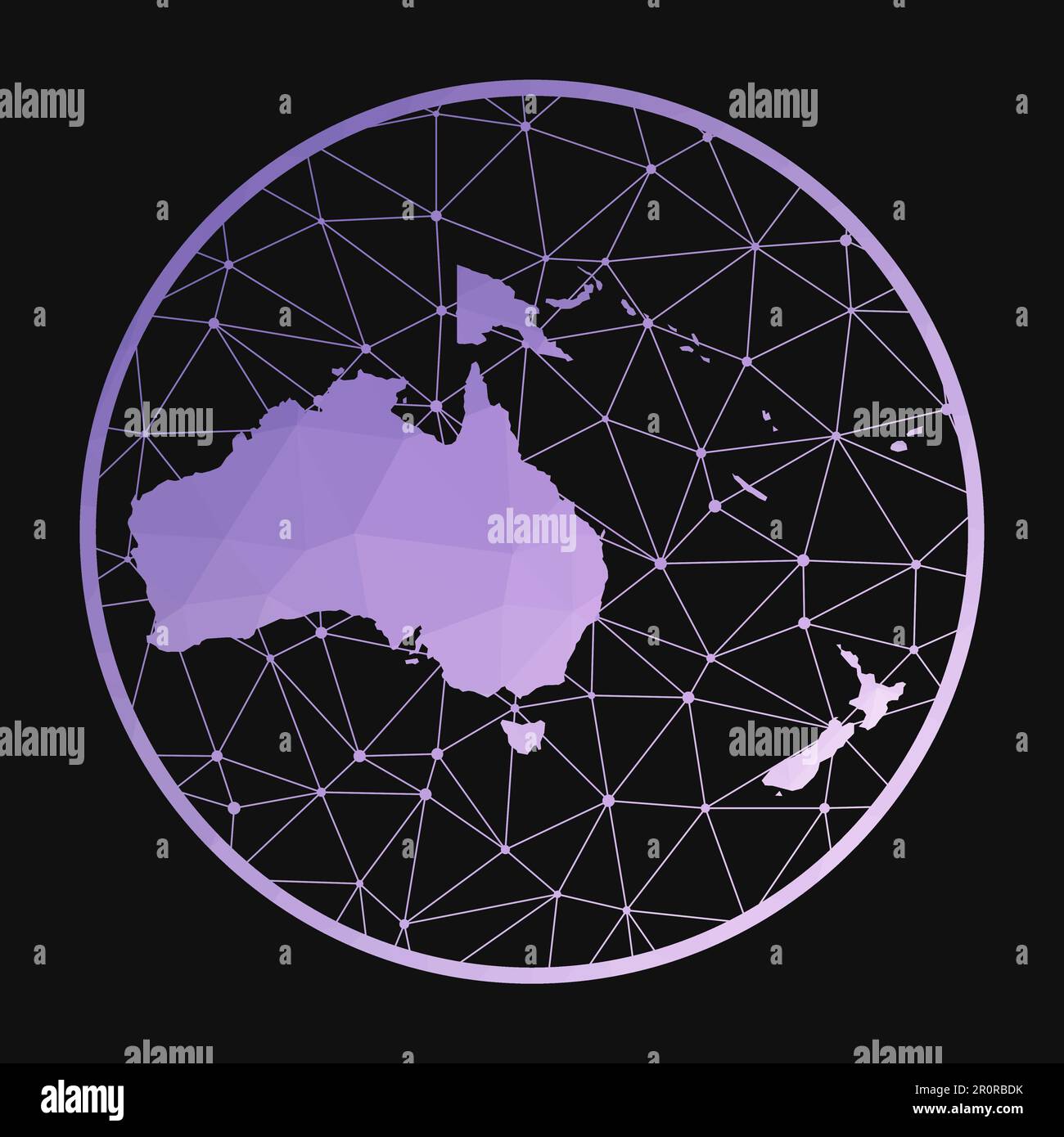 Oceania icon. Vector polygonal map of the continent. Oceania icon in ...