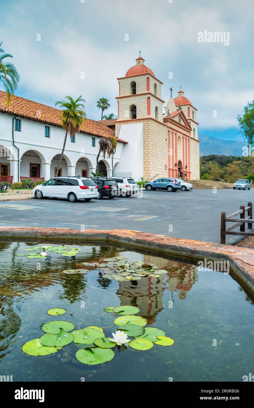 The landmark Santa Barbara Mission, in Santa Barbara, California, USA ...