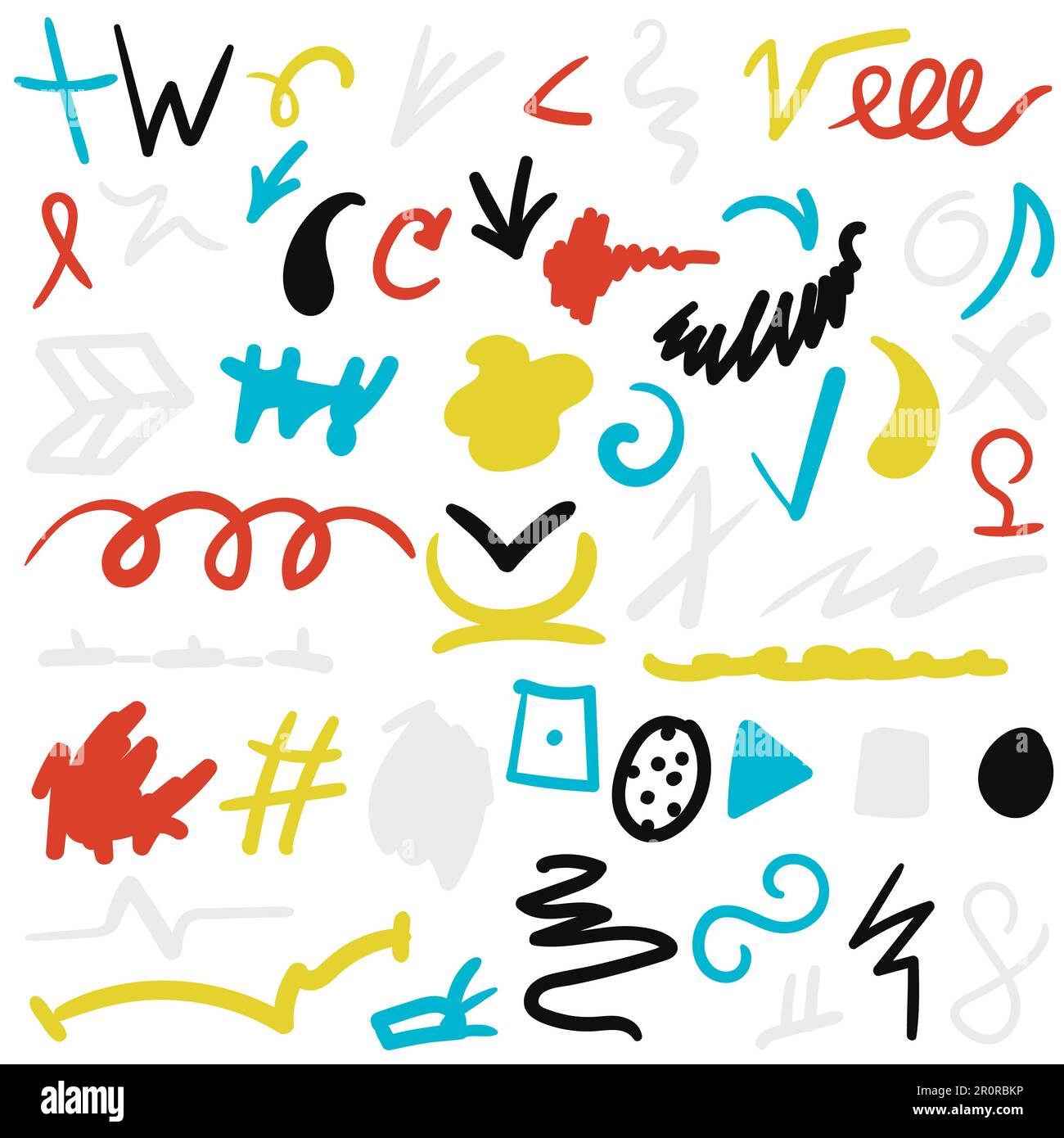 Color smears hand drawn set. Colorific signs collection. Abstract ...