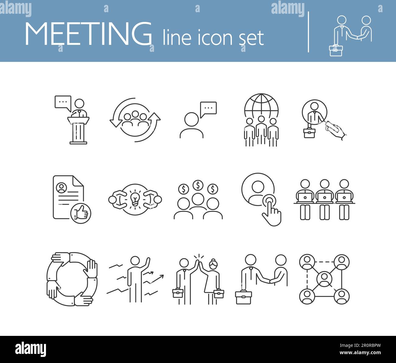 Meeting line icon set Stock Vector Image & Art - Alamy