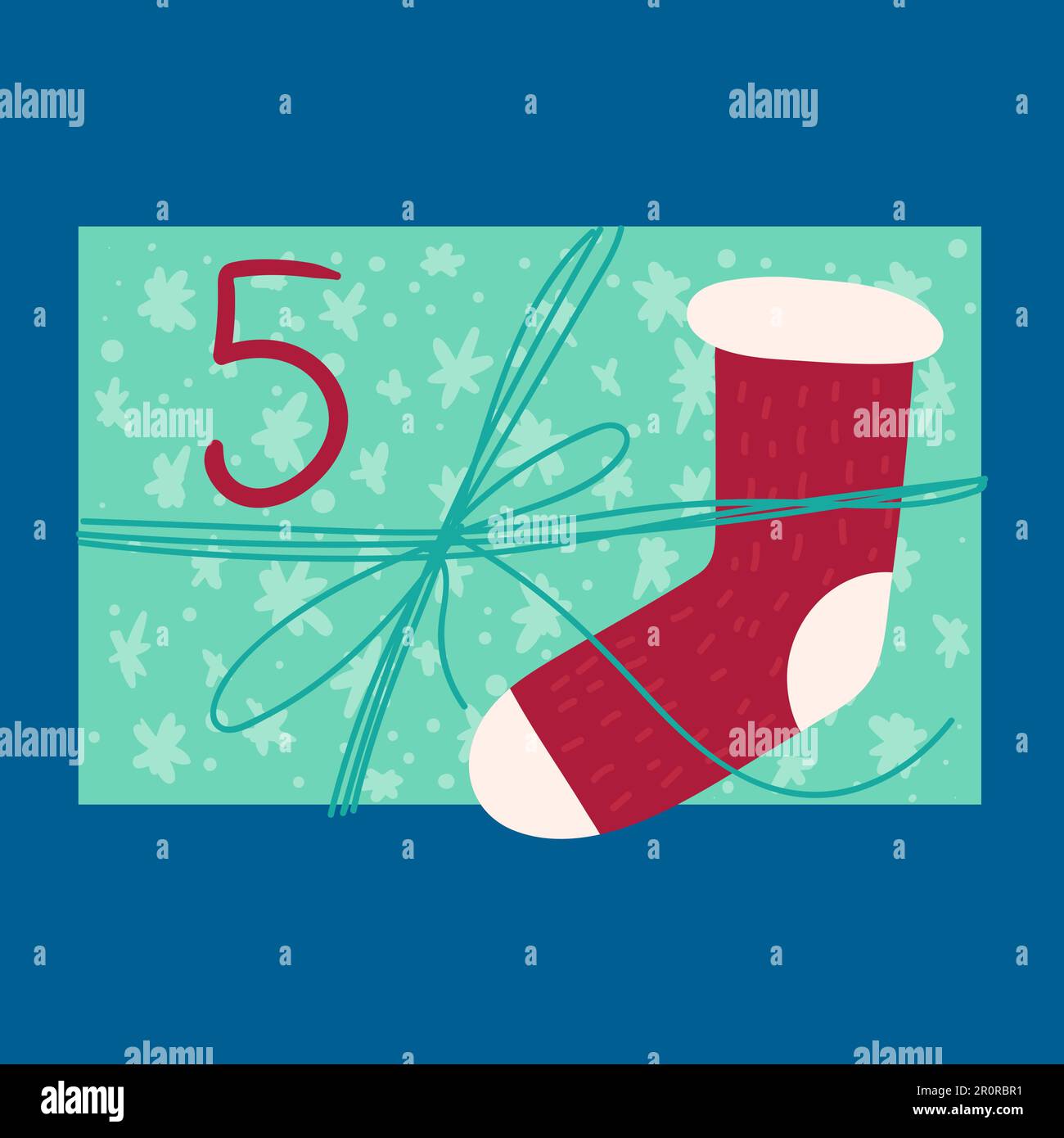Christmas festive present from above flat vector illustration. Wrapped ...