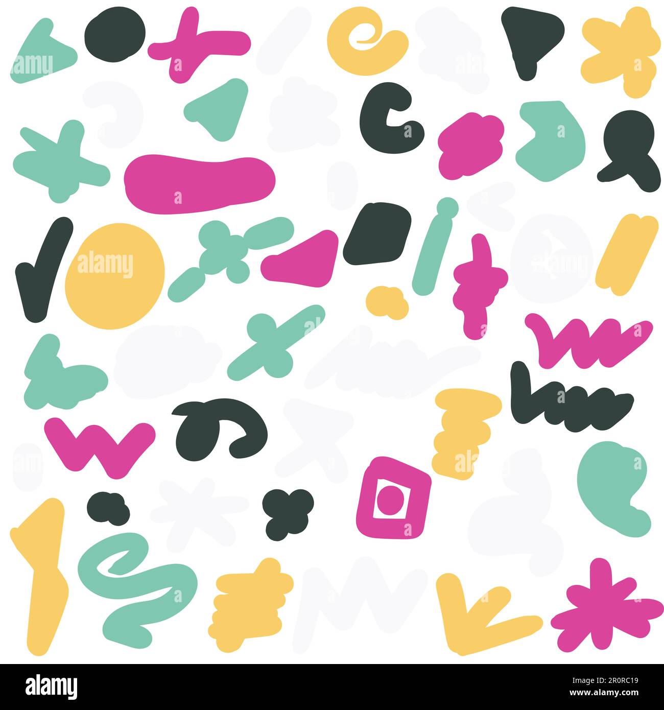 Color signs hand drawn set. Graphic symbol collection. Abstract doodle ...