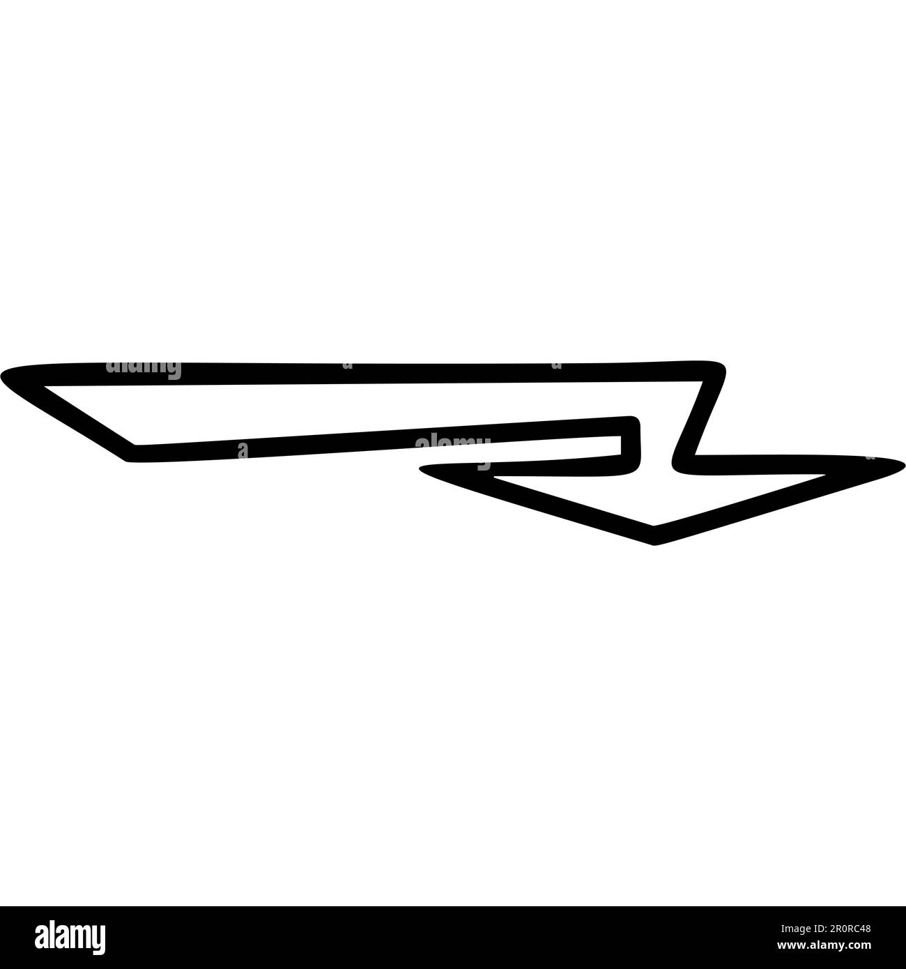 Down arrow hand drawn vector illustration. Falling indicator sign ...