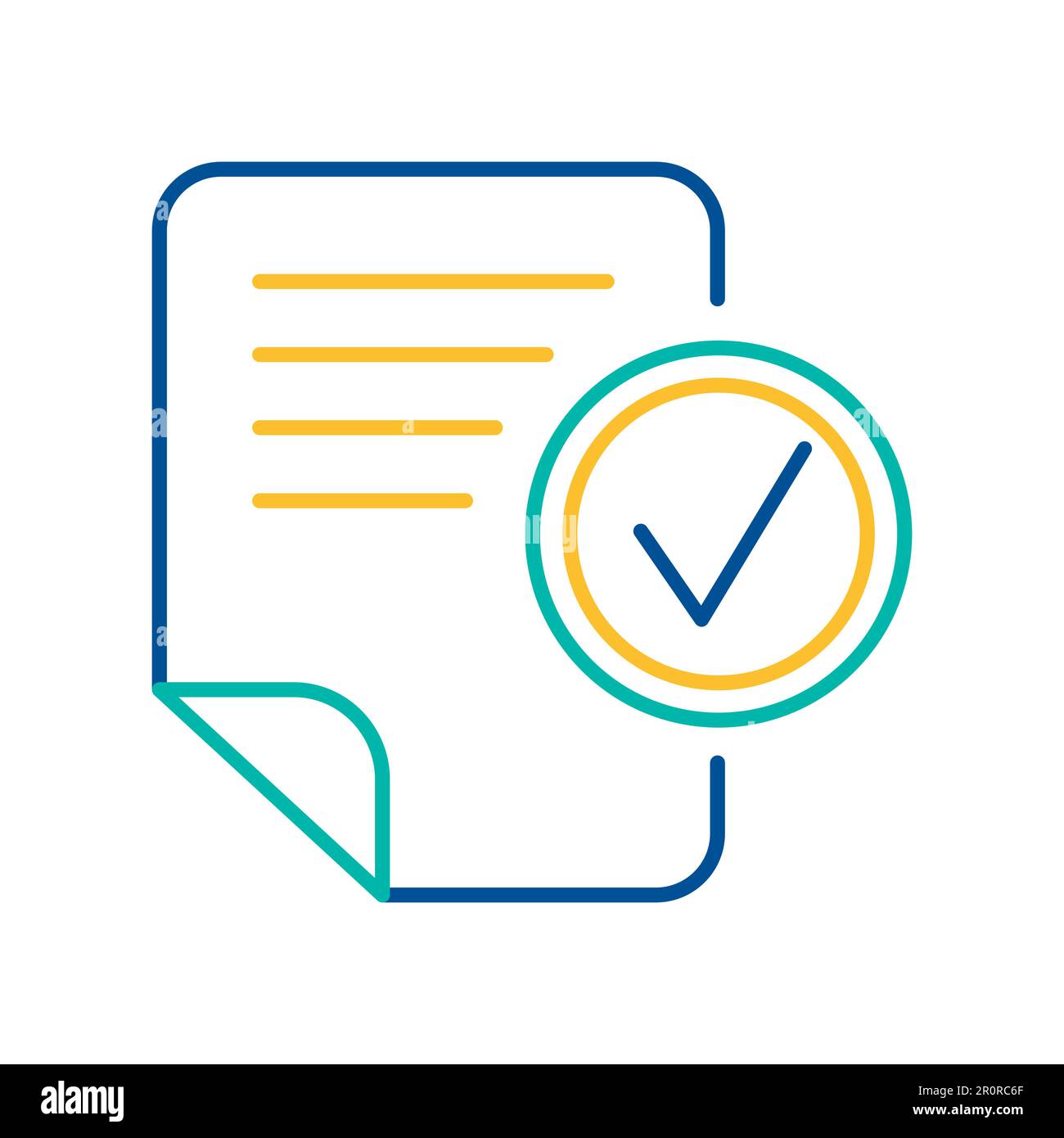 Text file checking blue and yellow linear icon. Office document color ...