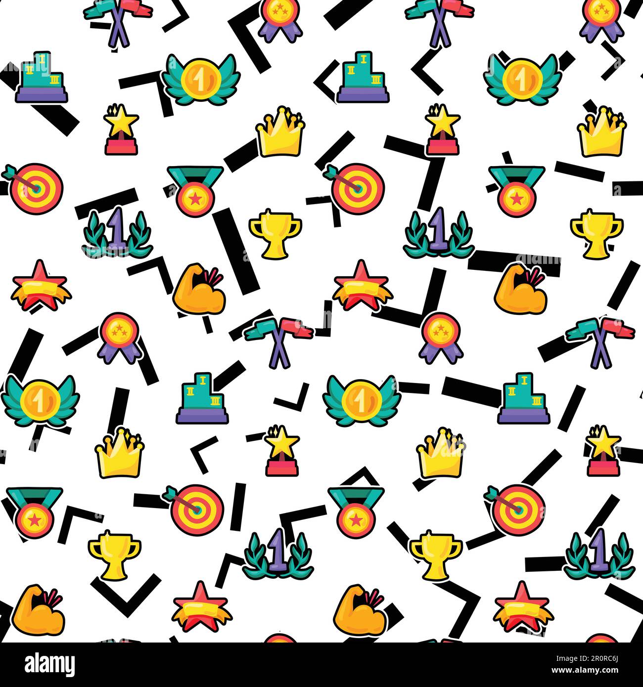 Winner seamless color vector pattern. Winner trophies, medals, rewards ...