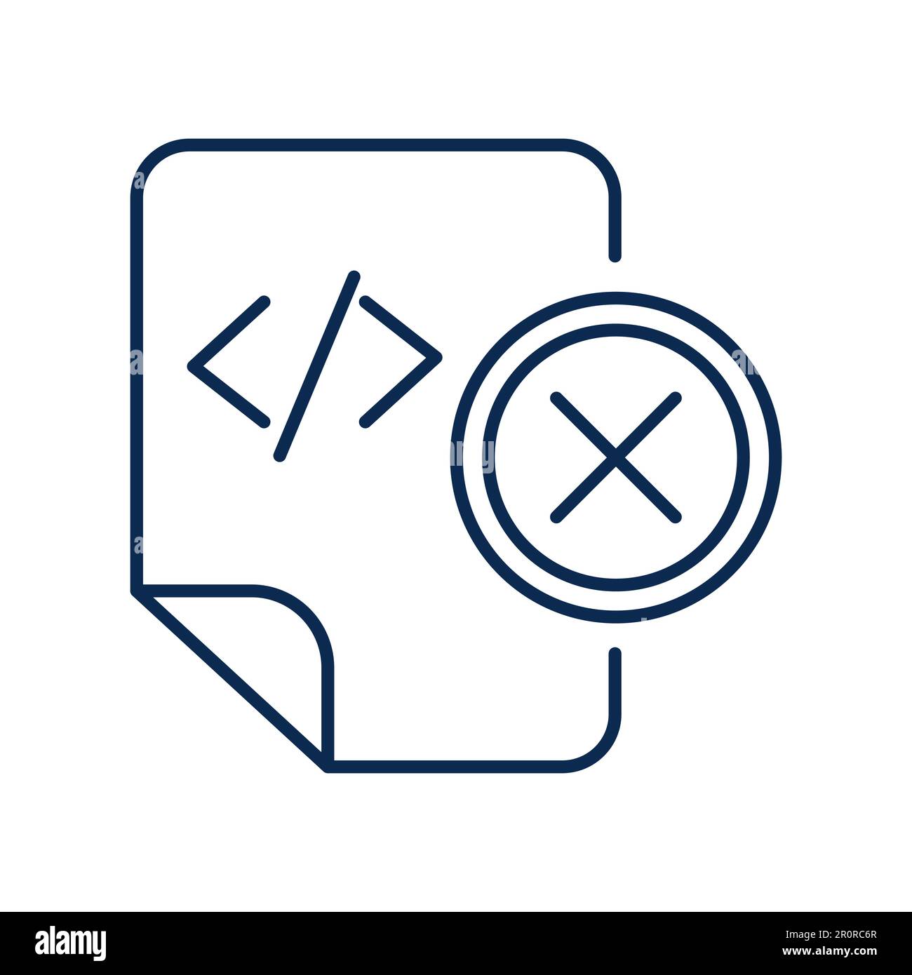 HTML tag file deletion monochrome linear icon. System doc removal blue ...