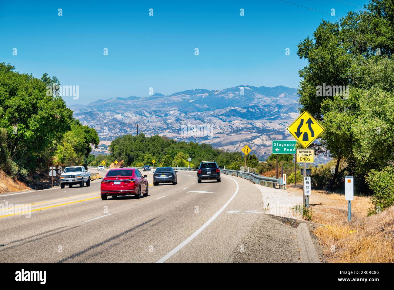 San Marcos Pass and Highway 154 in the Santa Ynez Mountains near Santa ...