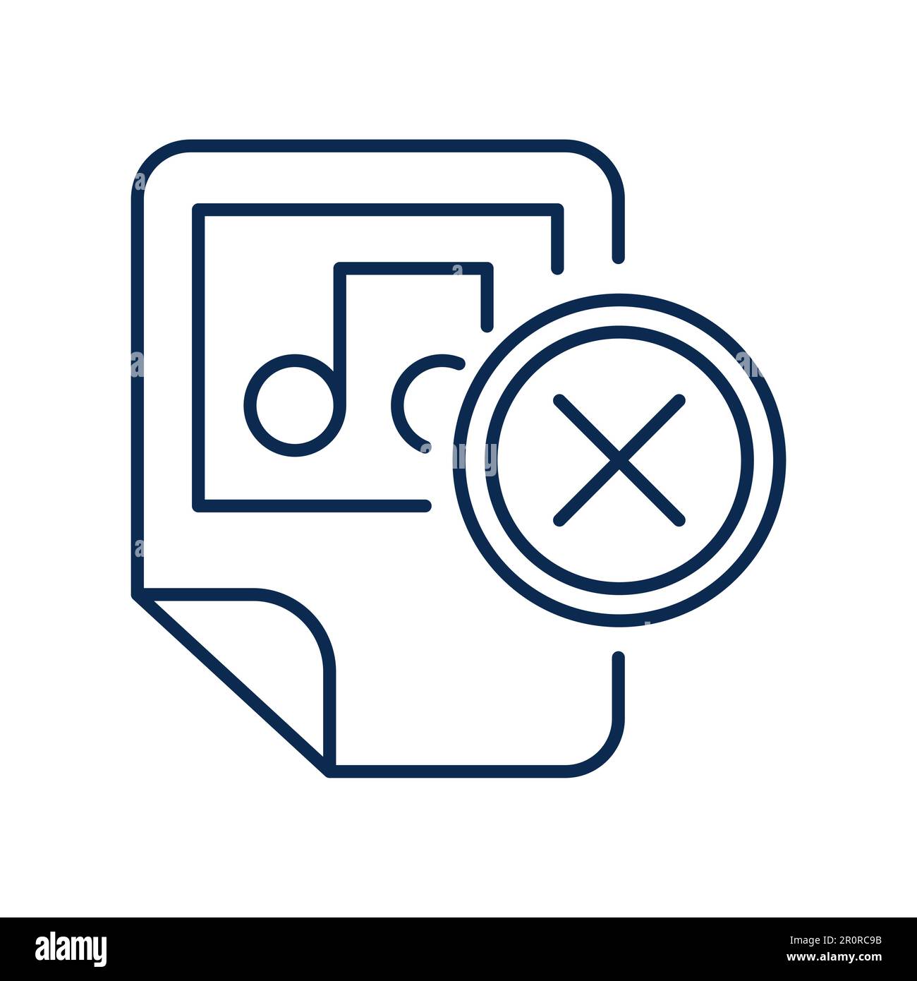 Media file deletion button monochrome linear icon. Music removal blue ...