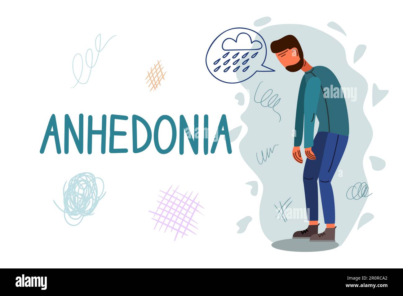 Anhedonia hand drawn banner vector template. Emotional indifference ...