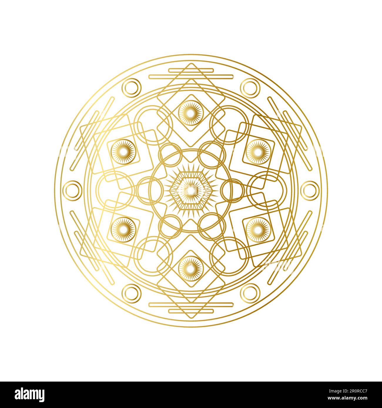Golden abstract geometric mandala outline vector illustration ...