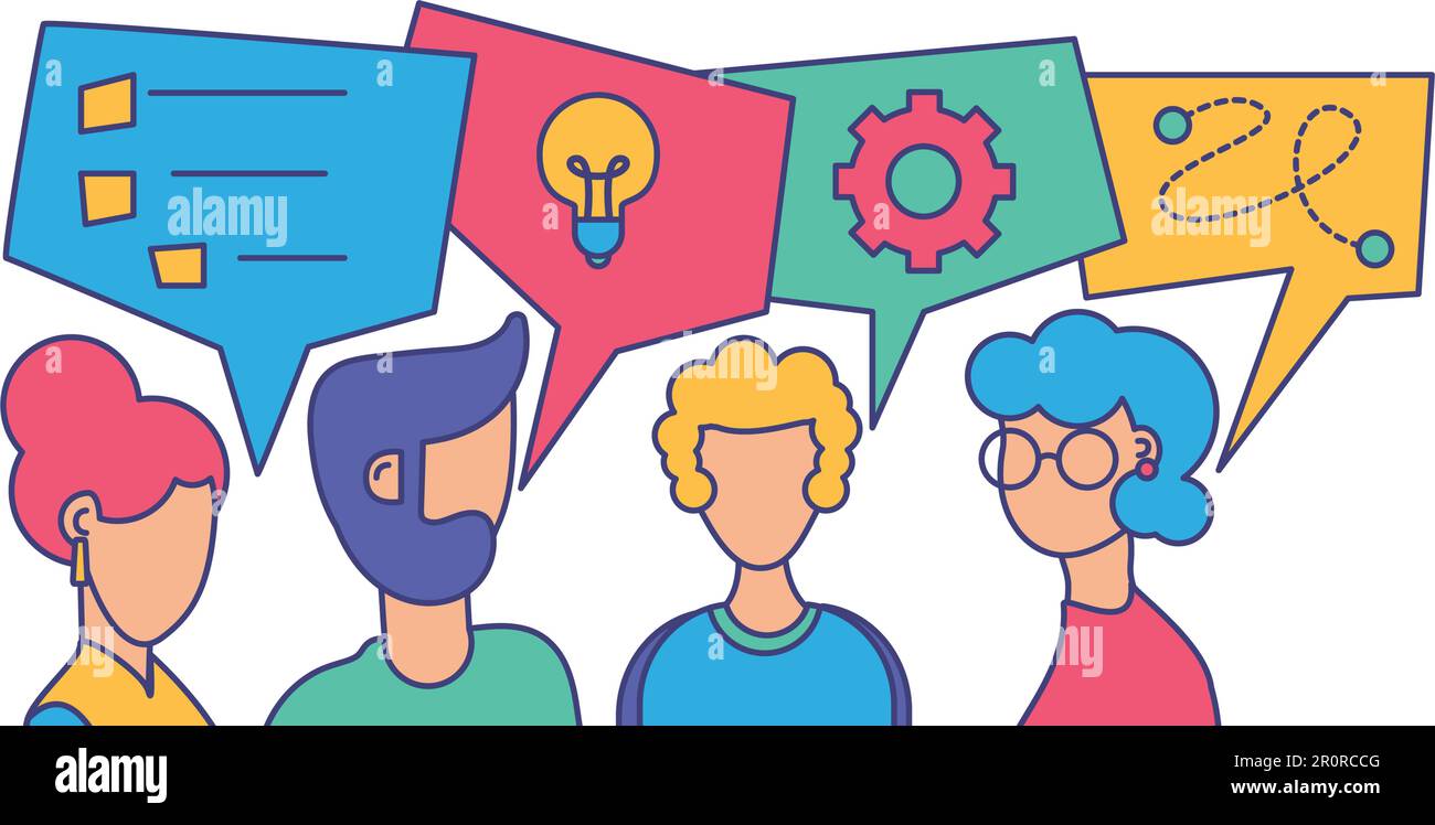 Team building, brainstorm vector illustration. Cartoon colleagues ...