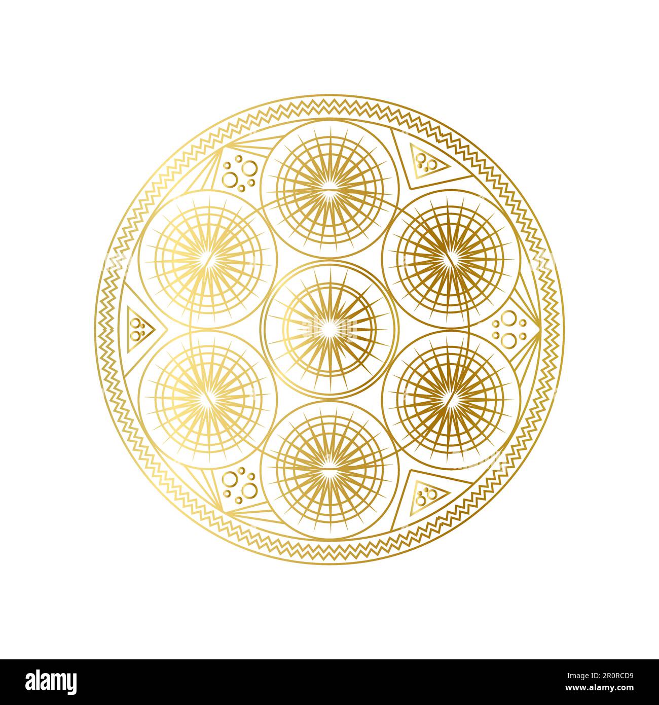 Golden abstract geometric mandala outline vector illustration ...