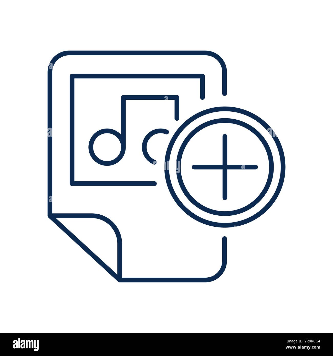 Media file blue monochrome linear icon. Adding music to playlist color ...