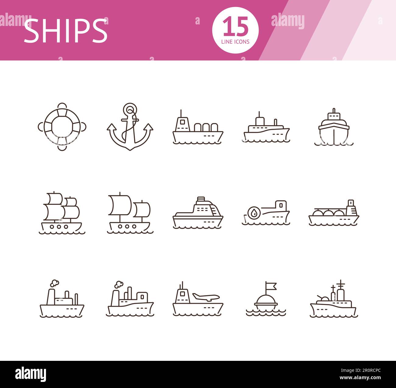 Ships line icon set Stock Vector Image & Art - Alamy