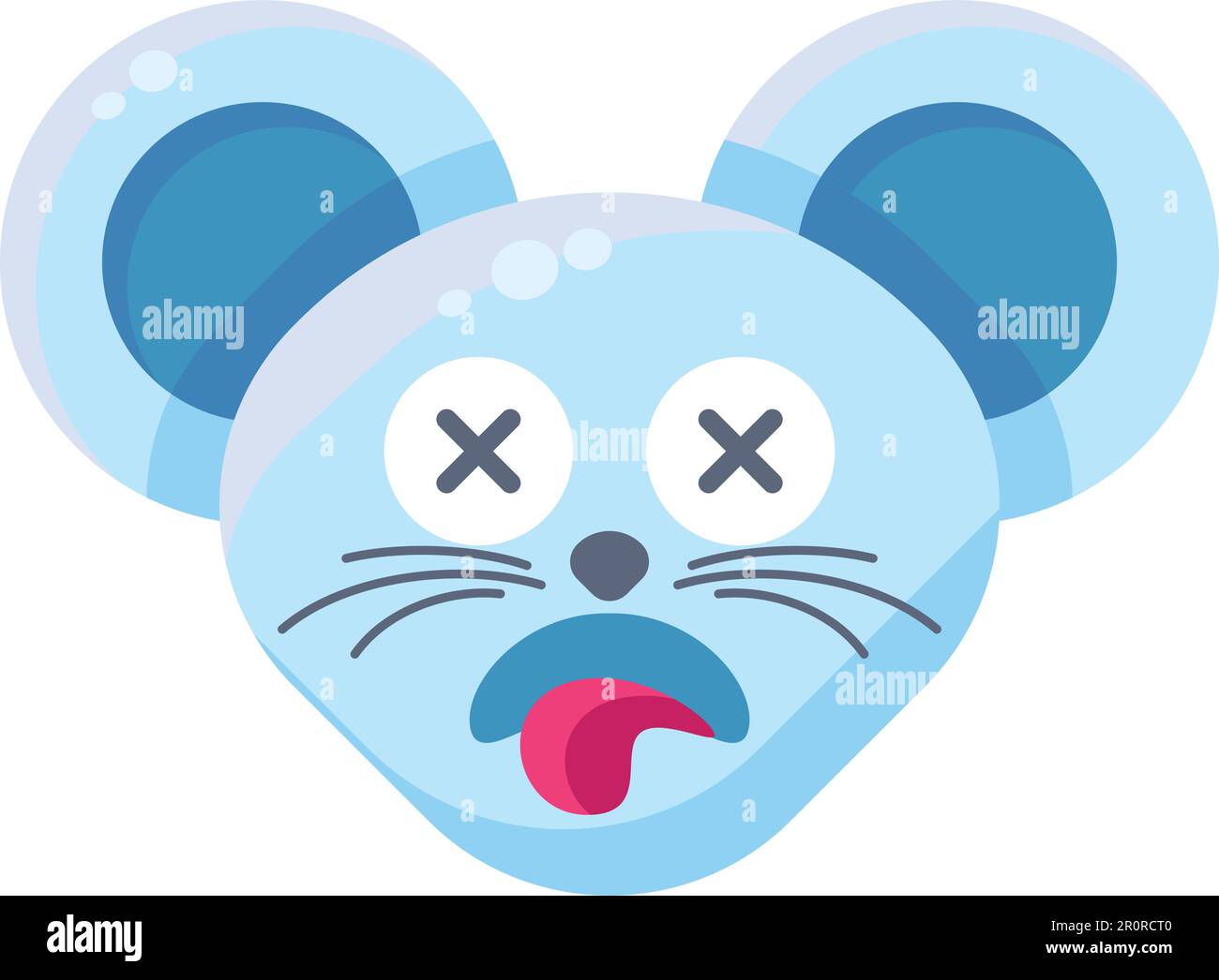 Mouse face dead emoticon sticker. Deceased animal emoji with sticking ...