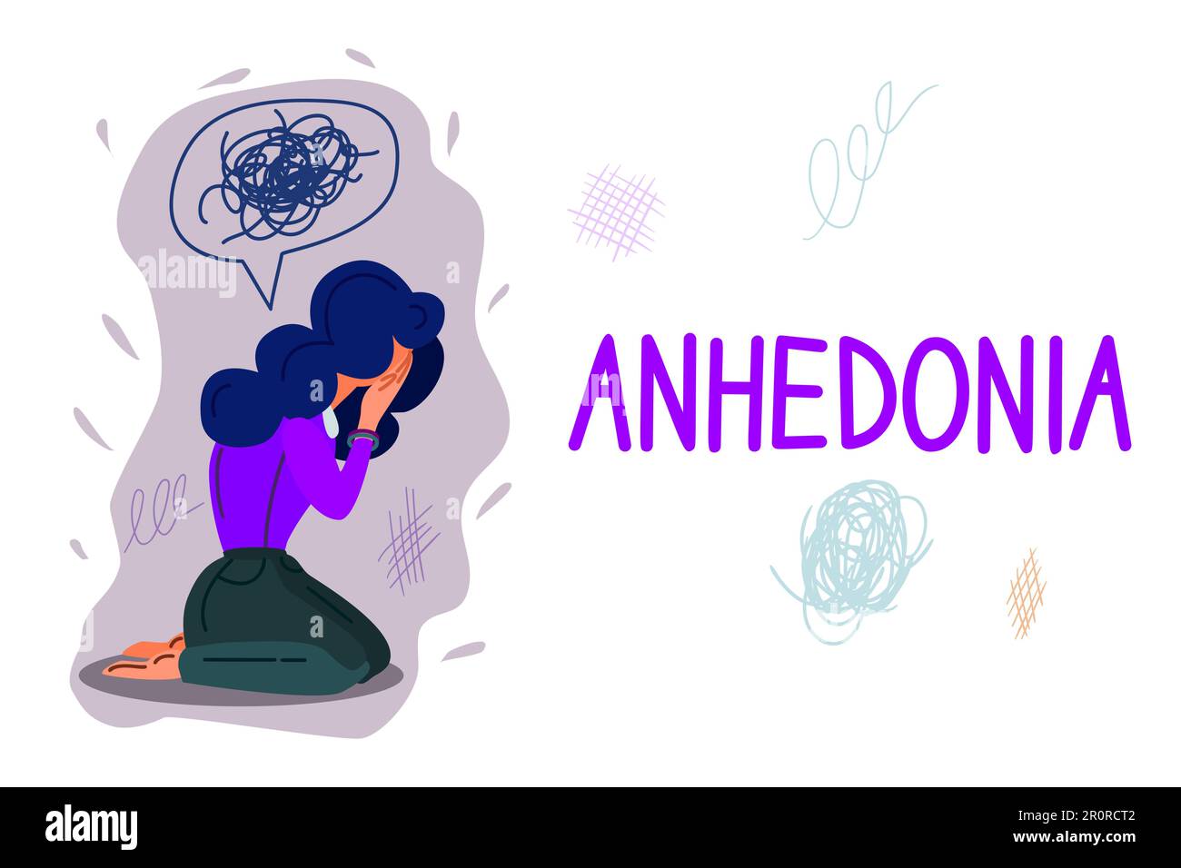 Anhedonia hand drawn banner vector template. Emotional indifference ...