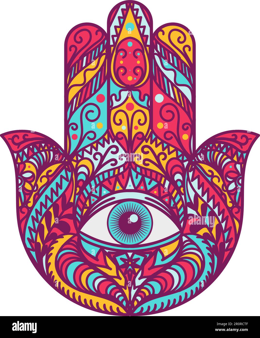 Hamsa Fatima Hand Tradition Amulet Colored Symbol Isolated on White ...