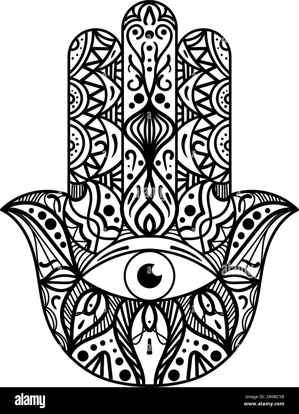 Dessin De Hamsa Hamsa Decorative Black And White Hand Drawing Stock