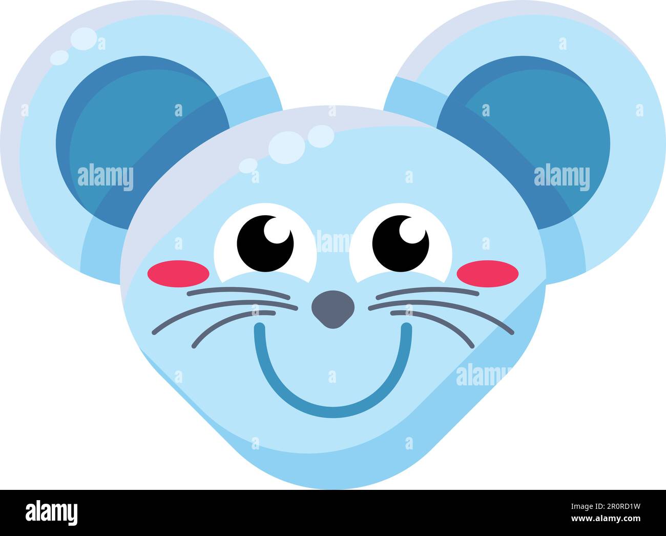 Mouse face excited emoticon sticker. Cheerful animal flat emoji. Happy ...